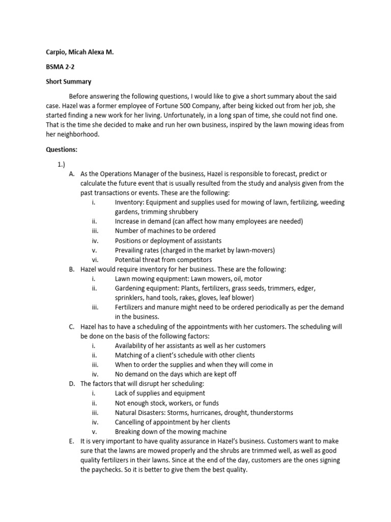 Carpio - Assignment 1 - Hazel PDF | PDF | Lawn | Economies