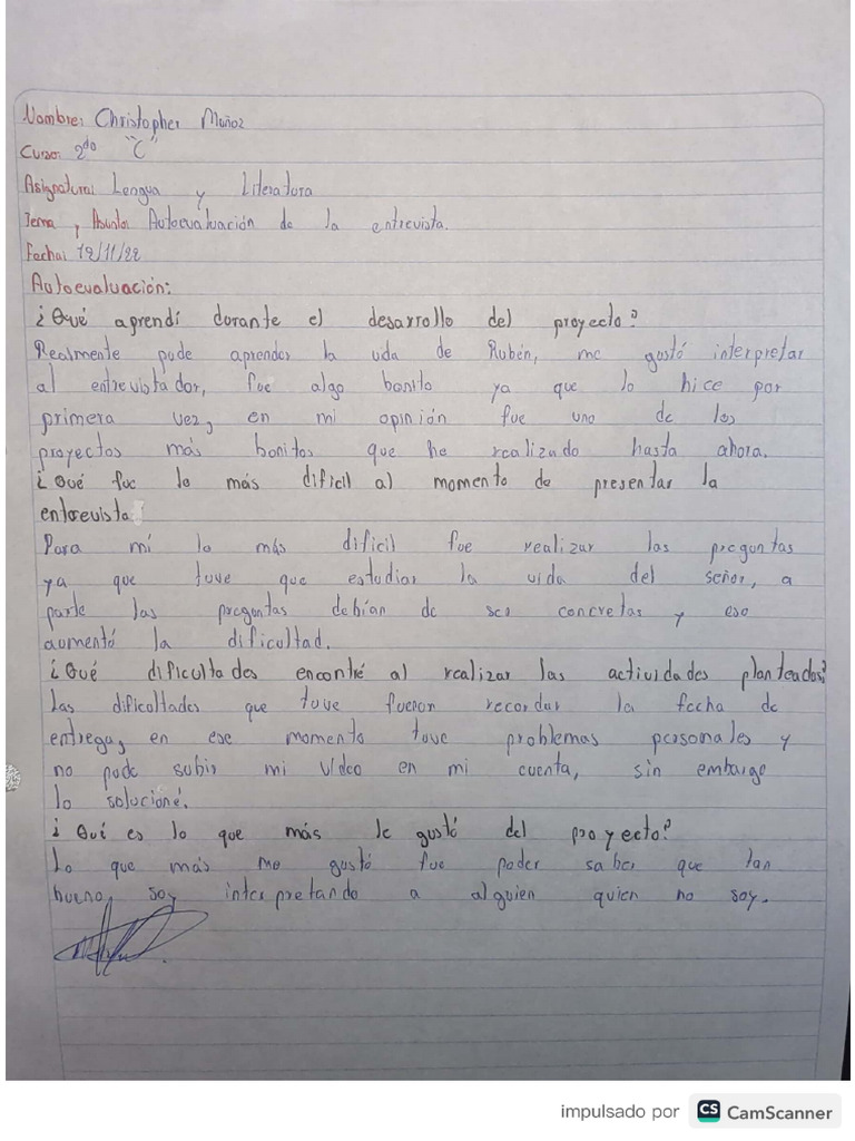 CHRISTOPHER MUÑOZ. AUTOEVALUACIÓN.2C | PDF