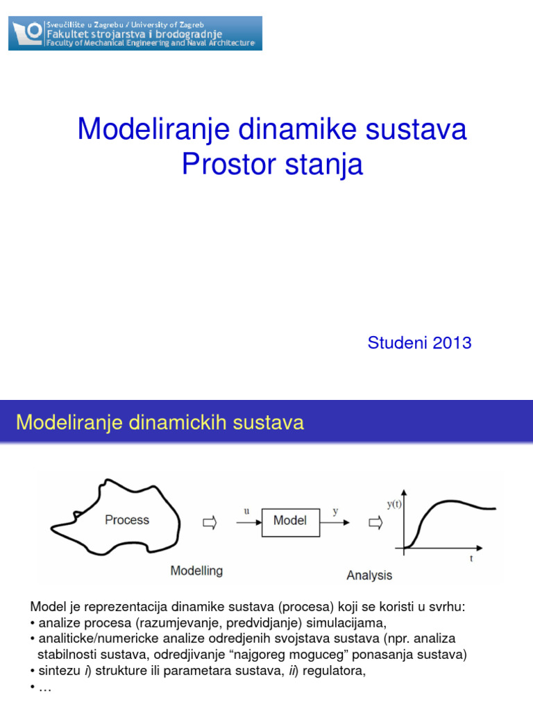 Predavanje Modeliranje Dinamike Sustava | PDF