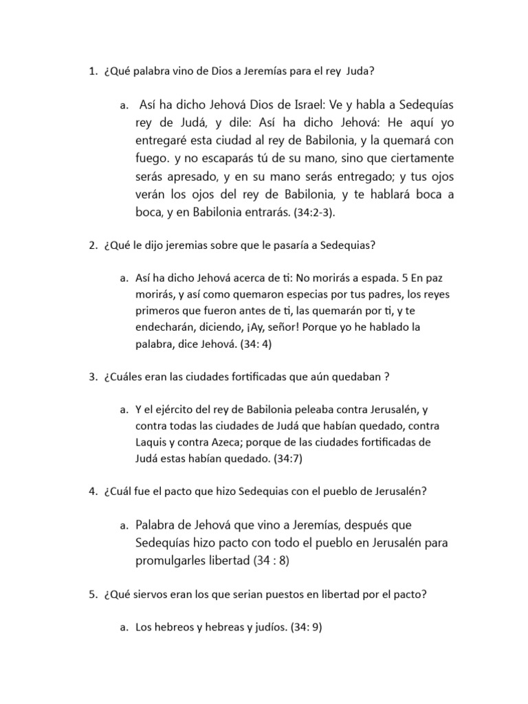 Qué Palabra Vino de Dios A Jeremías para El Rey Juda | PDF | Jeremías ...