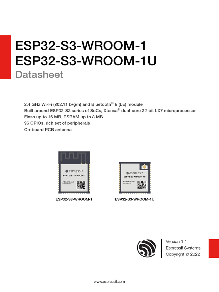 Esp32 s3 Wroom 1 - Wroom 1u - Datasheet - en | PDF | Booting | Wi Fi