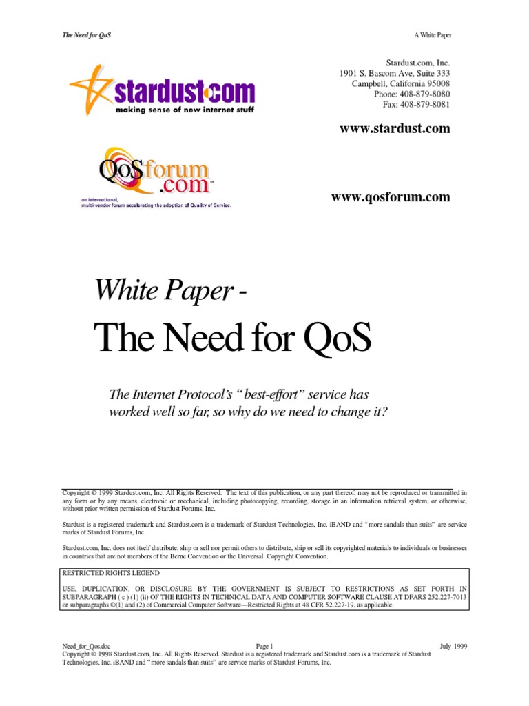 White Paper - : The Need For Qos | PDF | Quality Of Service | Internet ...