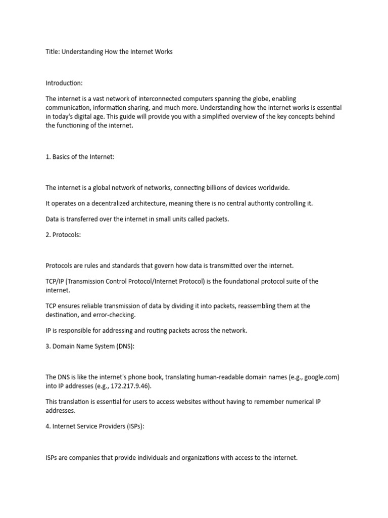 Understanding How The Internet Works | PDF | Internet | World Wide Web