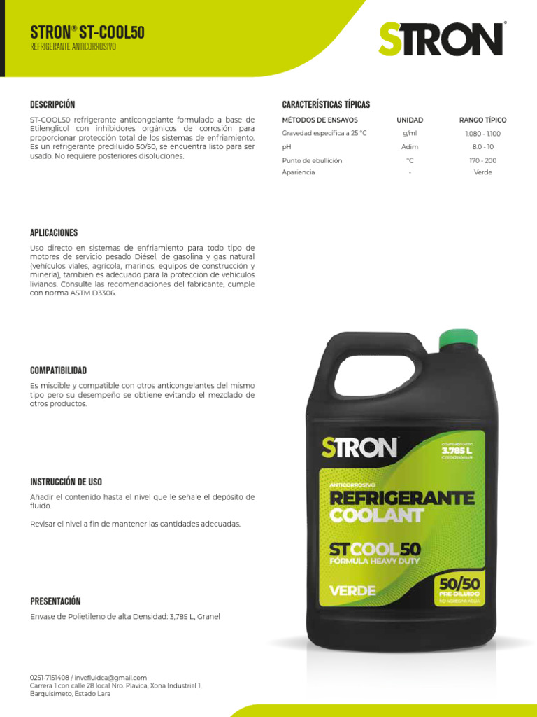 Refrigerante ST-COOL50 50/50 Anticongelante | PDF | Refrigerante ...