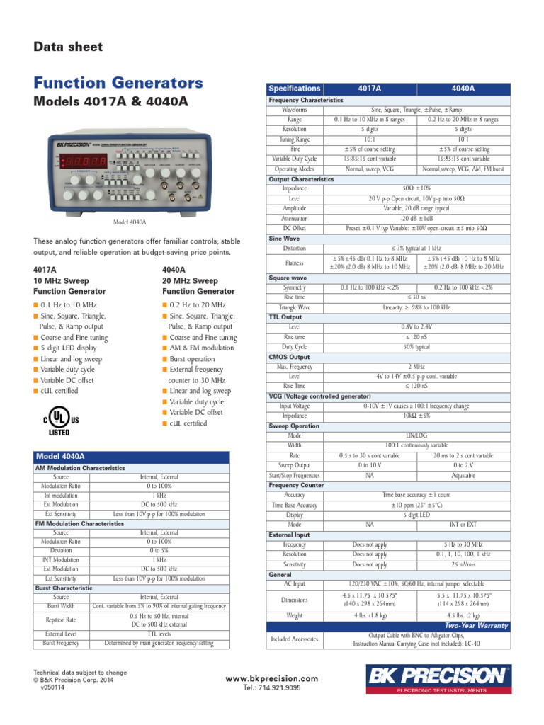 Datasheet Genarador 4040A | PDF | Electrical Engineering | Electronics