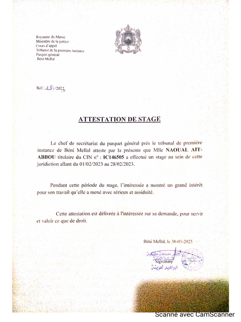 Attestation de Stage | PDF