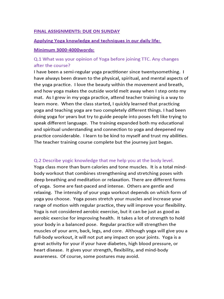 FINAL ASSIGNMENTS | PDF | Meditation | Yoga
