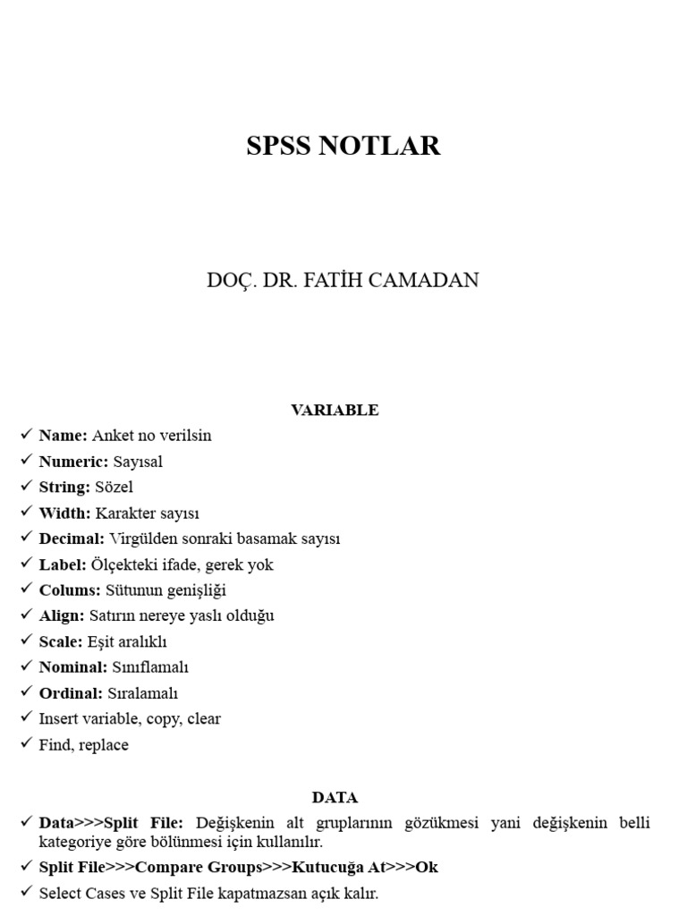 SPSS Notlar | PDF