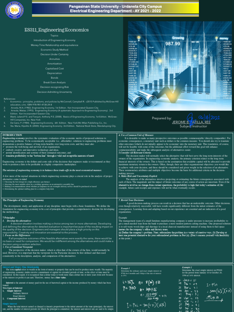 Engineering Economy Principles Overview | PDF | Depreciation | Interest