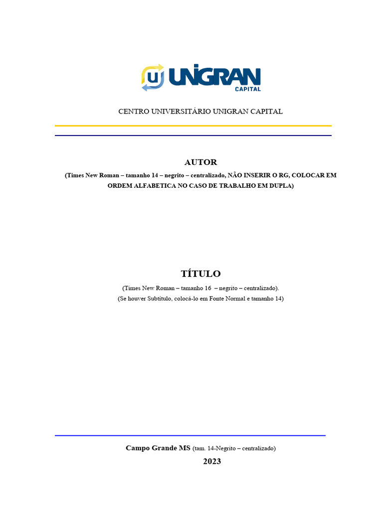 Modelo Tcc Final Pdf Abstract Resumo Science