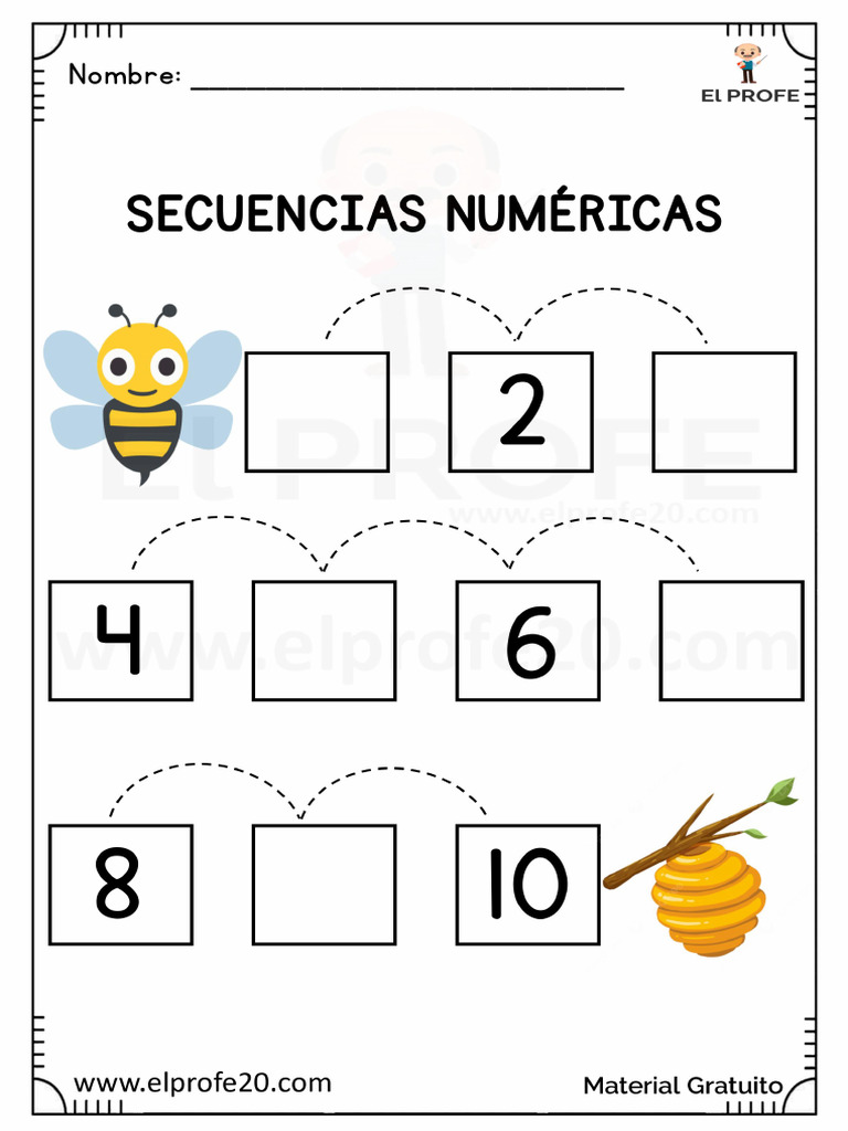 Fichas de Secuencias Numericas Elprofe20 | PDF