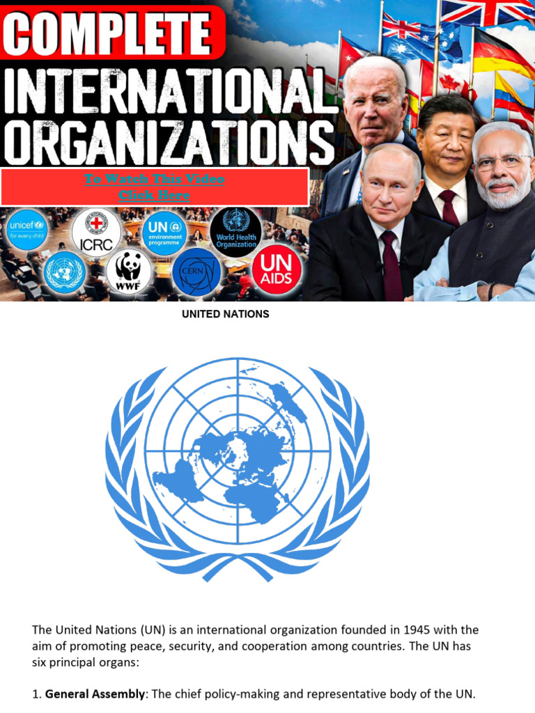 Important International Organisations | PDF | United Nations ...