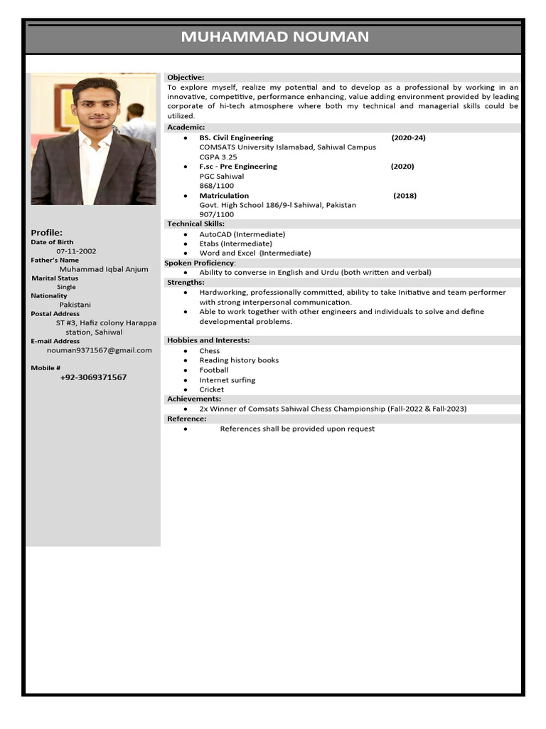 Nouman CV | PDF | Human Communication