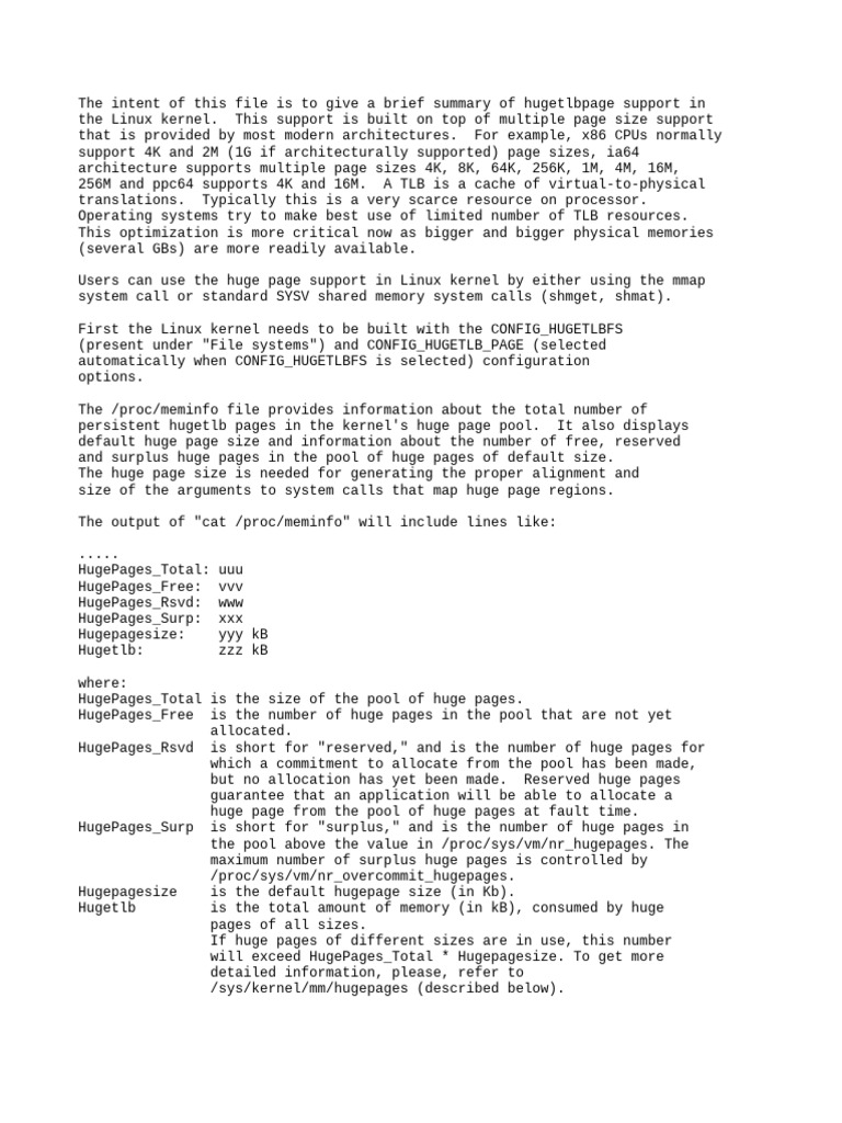 Documentation VM Hugetlbpage | PDF | File System | Computer Data