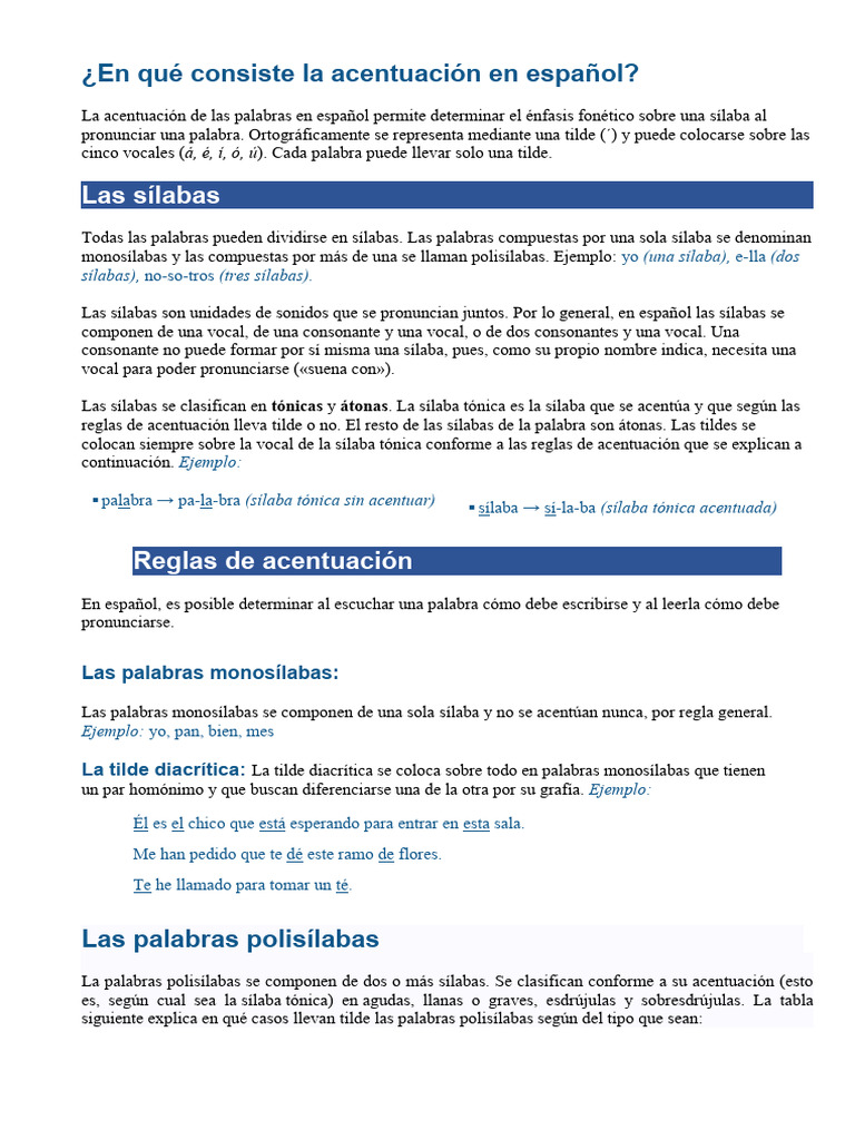 Reglas de Acentuación en Español | PDF | Voz humana | Fonética