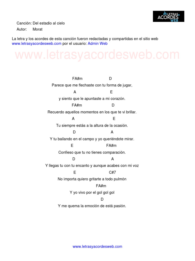 Del Estadio Al Cielo Morat 370 | Descargar gratis PDF | Música grabada ...