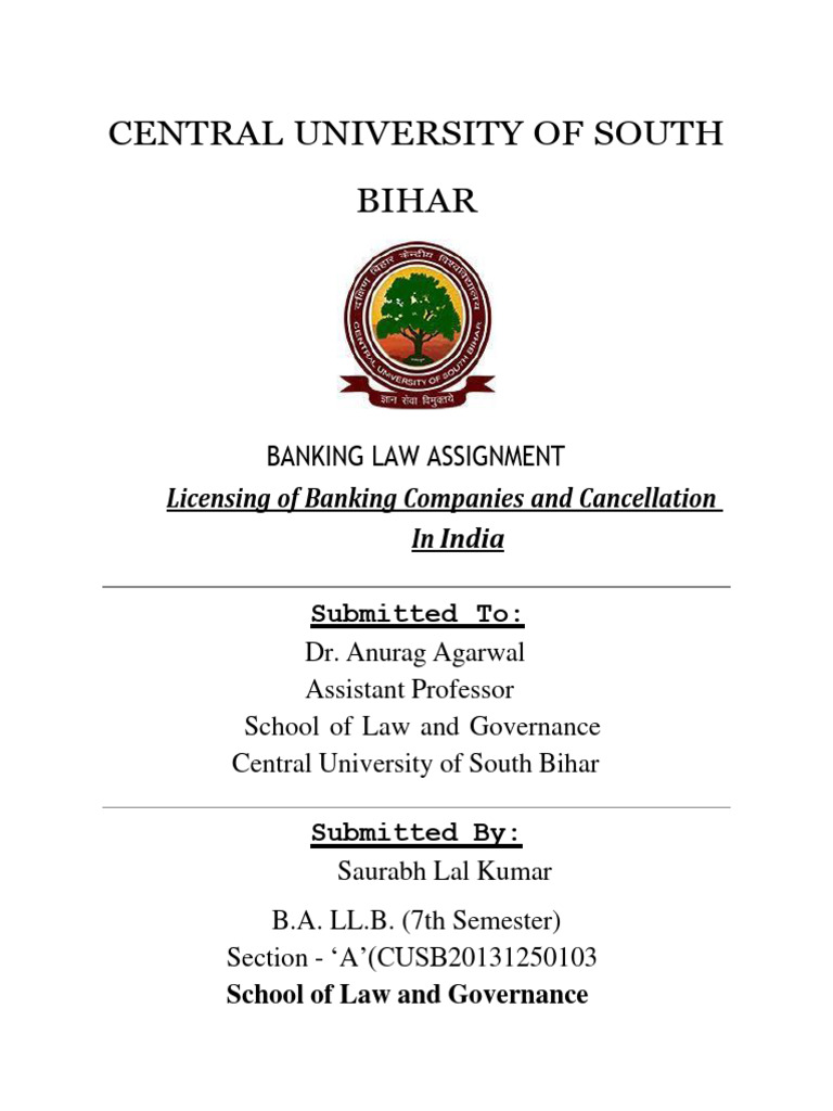 Saurabh Lal Banking Law New | PDF | Banks | Reserve Bank Of India