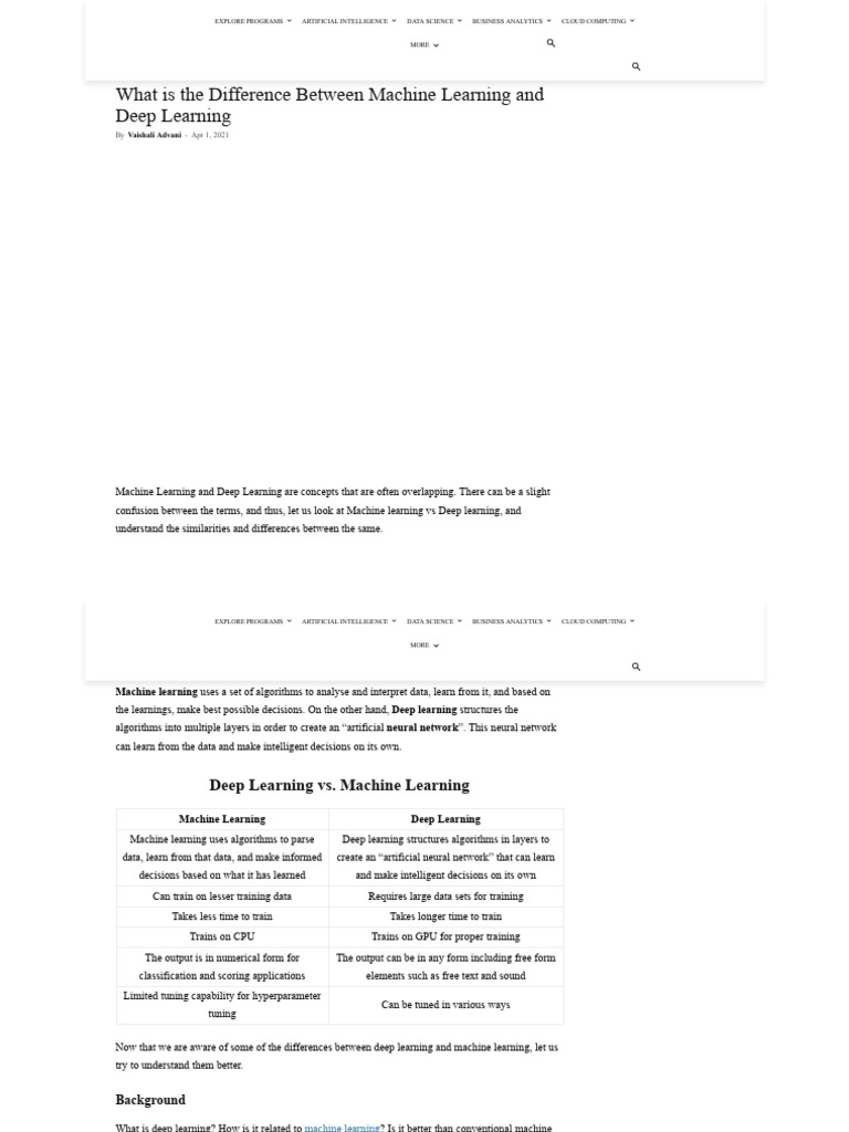 Deep Learning& ML | PDF | Deep Learning | Machine Learning Deep Learning& ML | PDF | Deep Learning | Machine Learning