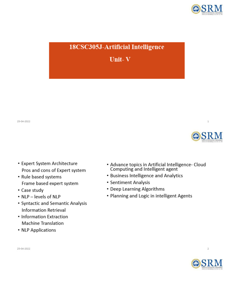 18CSC305J AI Unit-5 | PDF | Parsing | Artificial Intelligence