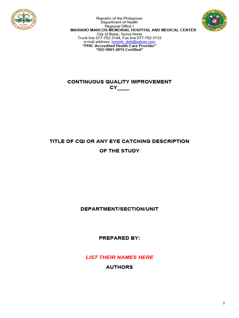 CQI FORMAT rev3-2024 | PDF | Evaluation | Standardization