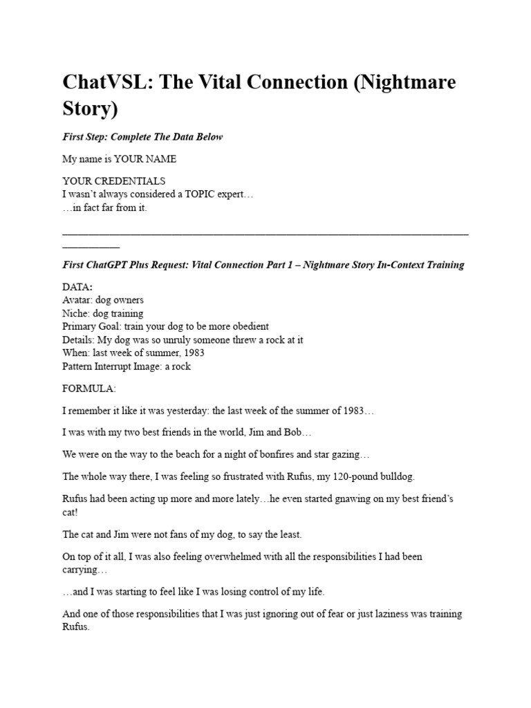 ChatVSL - The Vital Connection (Nightmare Story) | PDF | Wellness ...