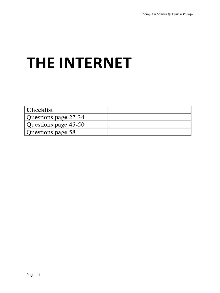 The Internet Chapter Notes and Answers | PDF | Computer Network | Internet