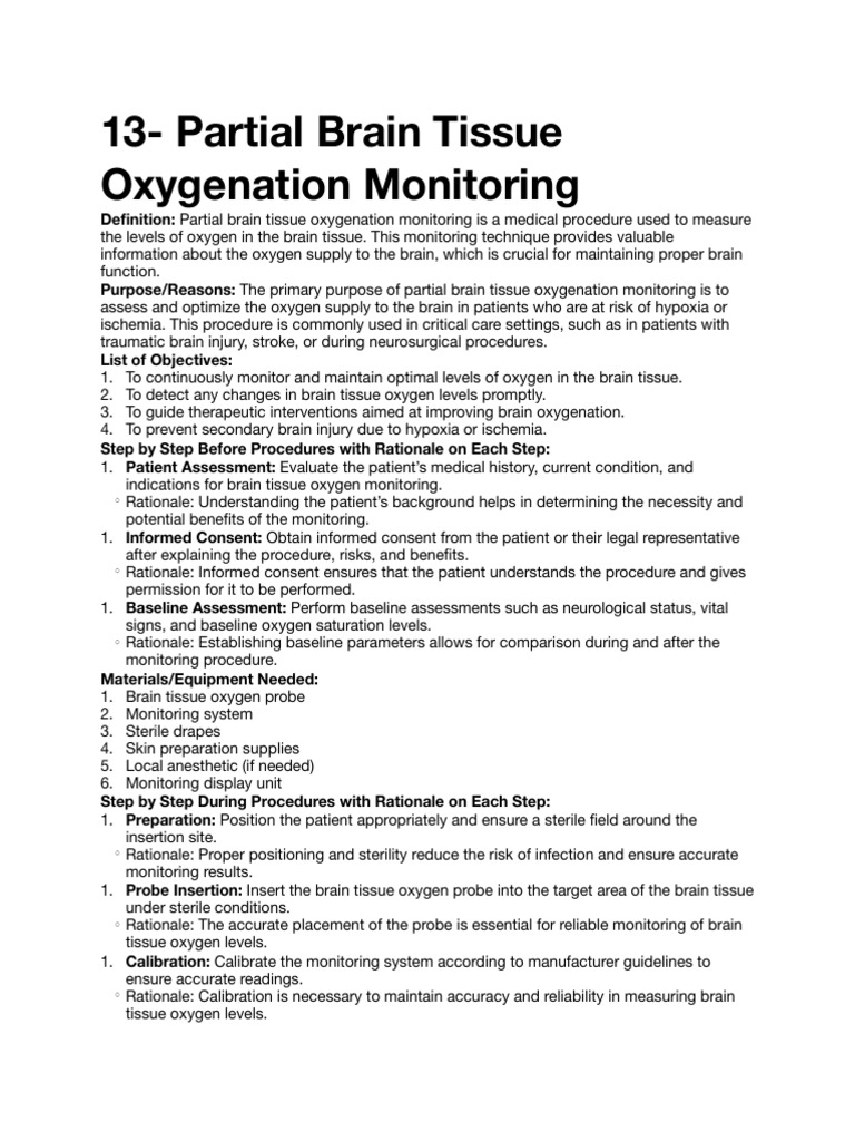 13- Partial Brain Tissue Oxygenation Monitoring | PDF | Traumatic Brain ... 13- Partial Brain Tissue Oxygenation Monitoring | PDF | Traumatic Brain ...