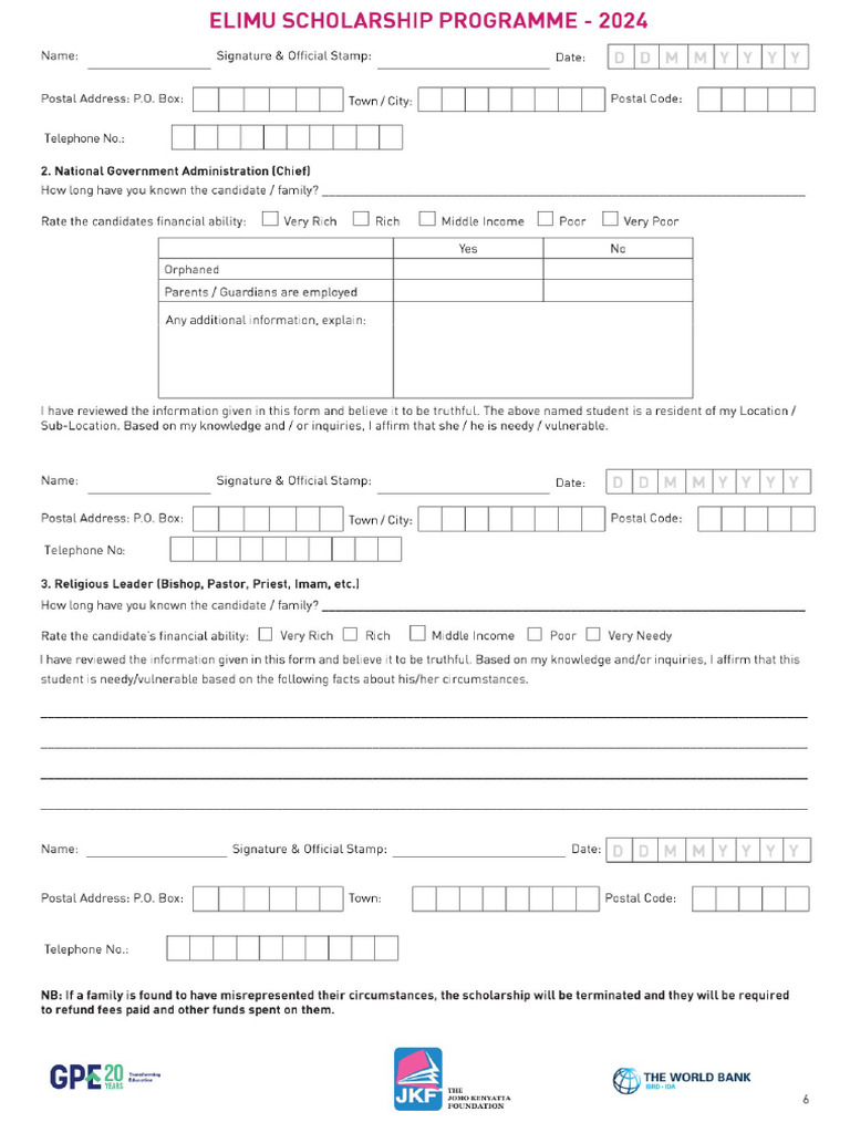Non-Refugee JKF ELIMU Application Form 2024__7 | PDF