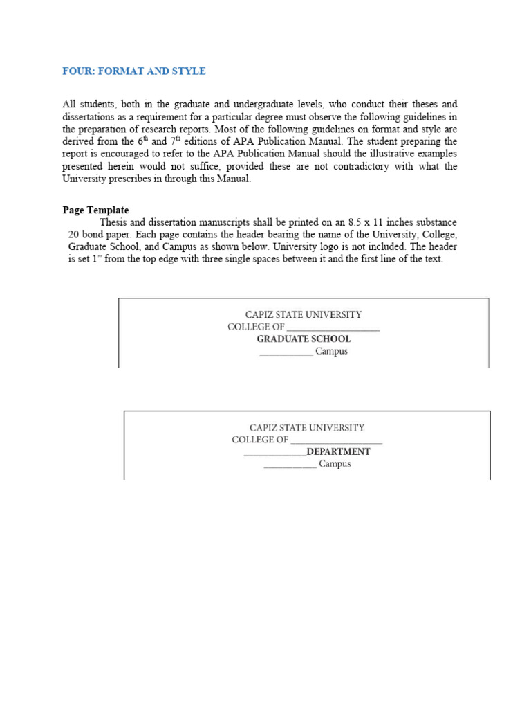 Thesis and Dissertation Formatting Guide | PDF | Citation | Thesis