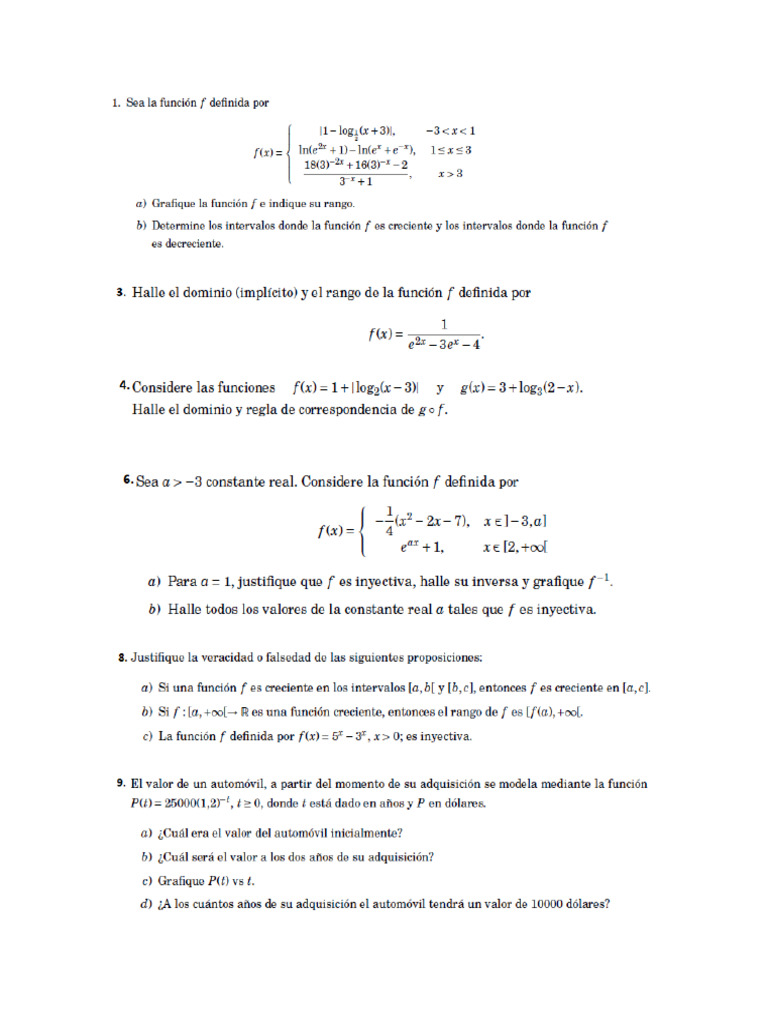 Ejercicios de Funciones | PDF