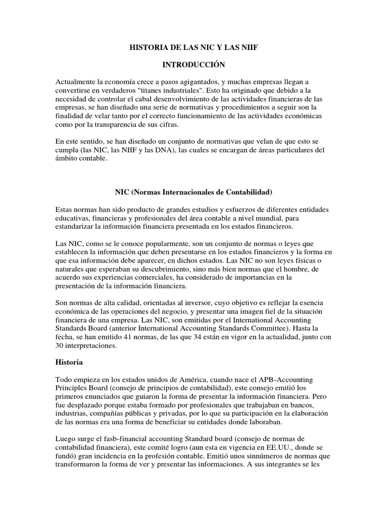 HISTORIA DE LAS NIC Y LAS NIIF_momografias.com (1) | PDF | normas ...