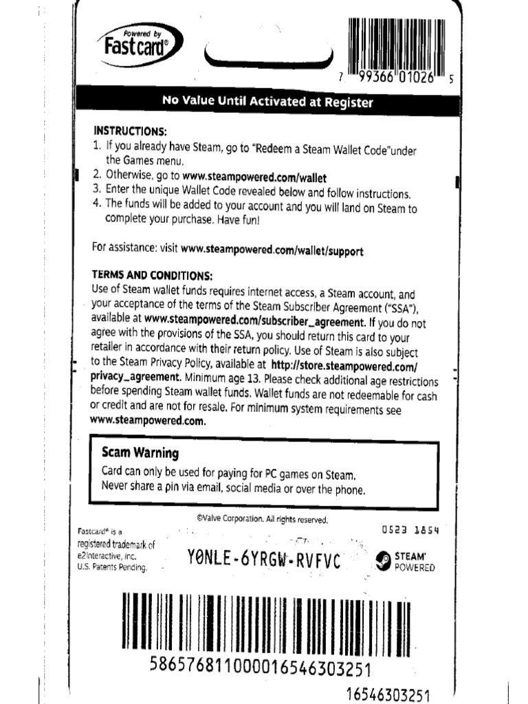 $20 USA Steam Game Card | PDF