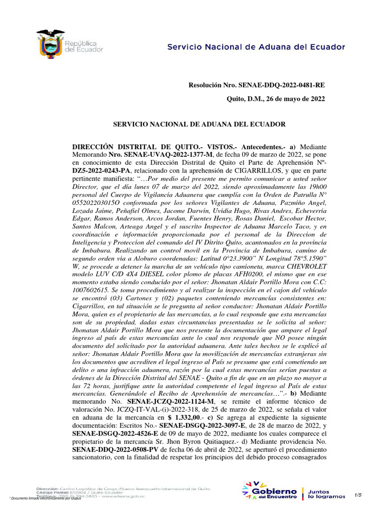 Senae DDQ 2022 0481 Re | PDF | aduana | Multa (pena)