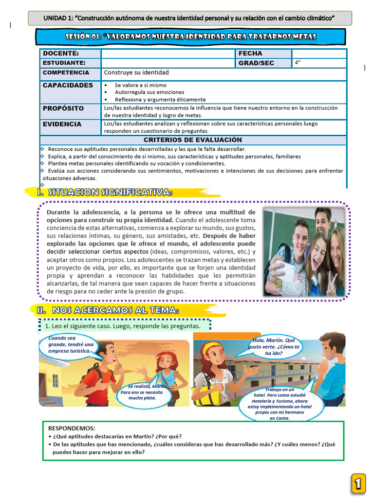4° DPCC - sesión.01-UNIDAD.1 2024 | PDF | Resiliencia psicológica | Motivación