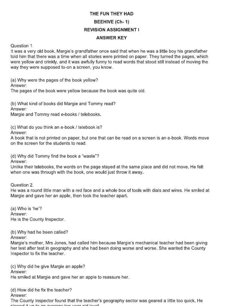 KEY Assignment I The Fun They Had | PDF