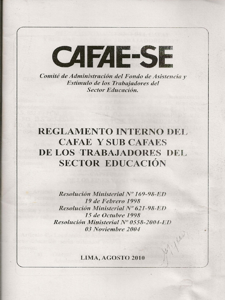 Reglamento Interno del CAFAE-SE | PDF | Contabilidad | Costo de la vida