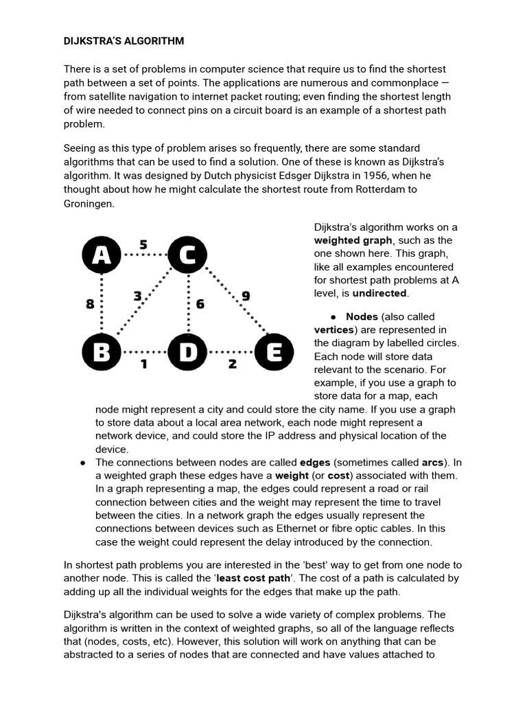 Dijkstra S Algorithm Pdf Combinatorics Applied Mathematics