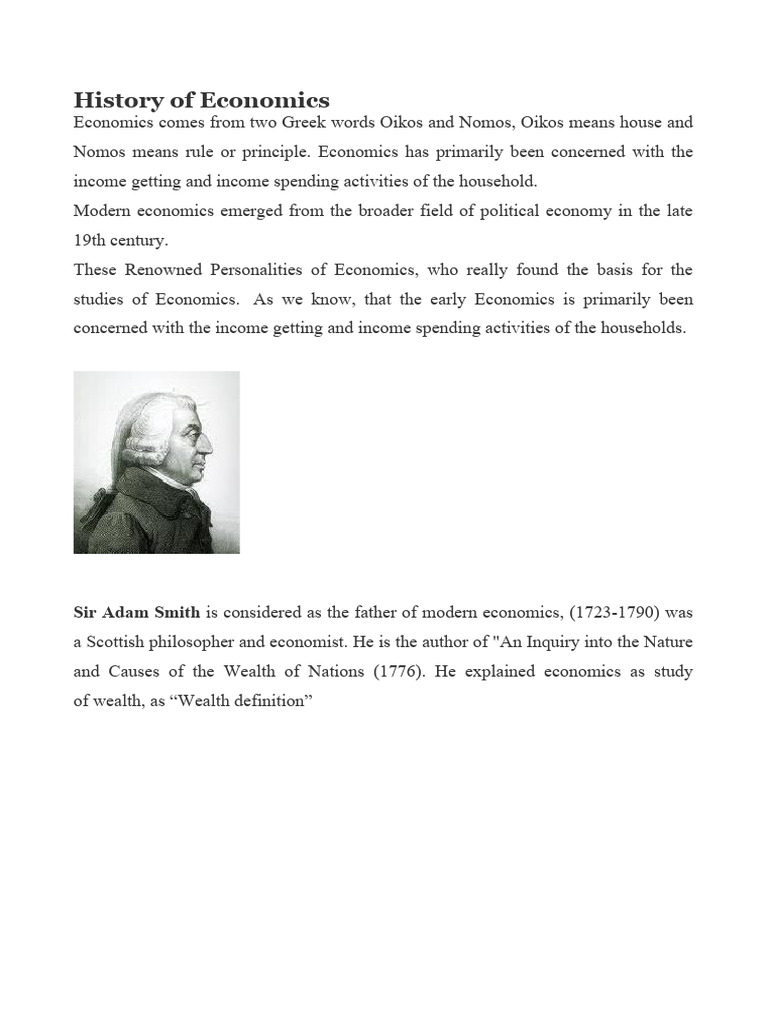 History of Economics | PDF | Economics | History Of Economic Thought