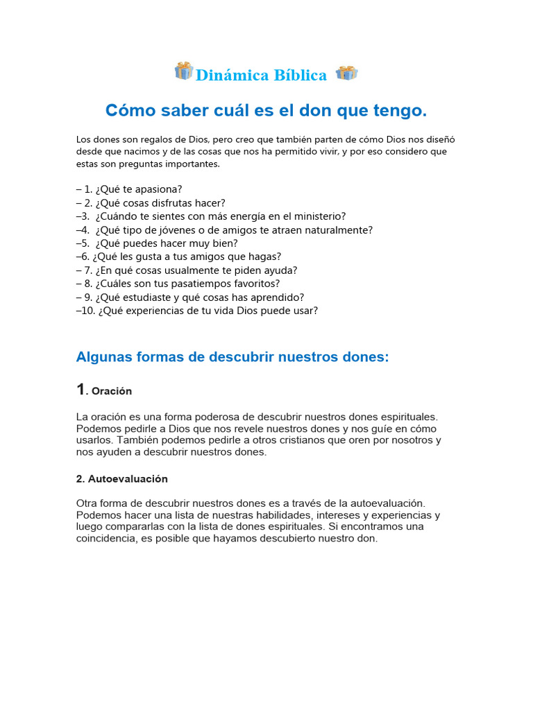 Cómo descubrir tus dones espirituales | PDF | Dios | Verdad