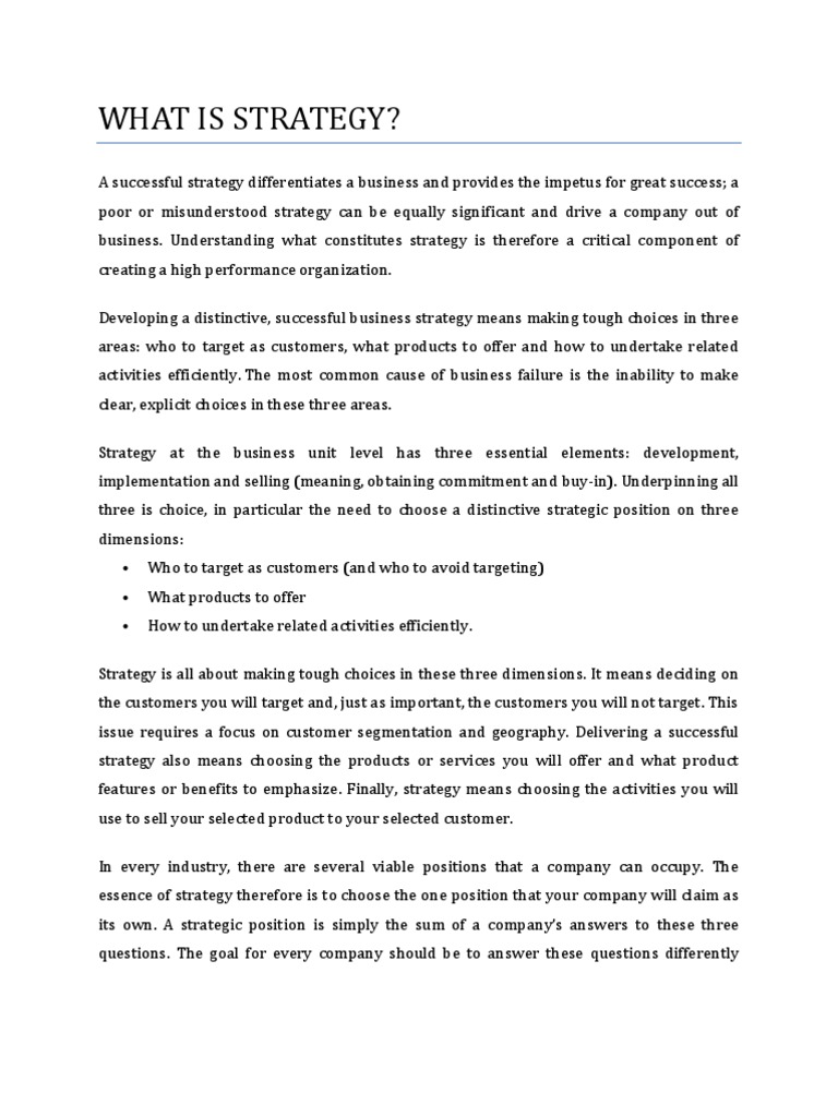 What Is Strategy | PDF | Strategic Management | Emergence