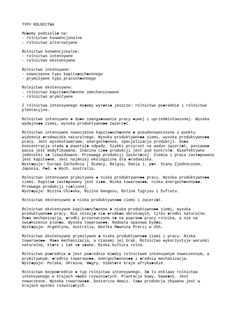 Typy Rolnictwa | PDF