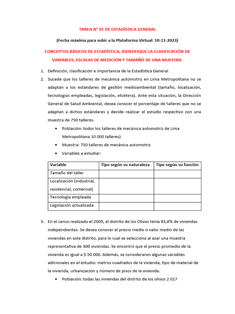 Tarea 01 Variables Y Escalas Pdf Café Estadísticas