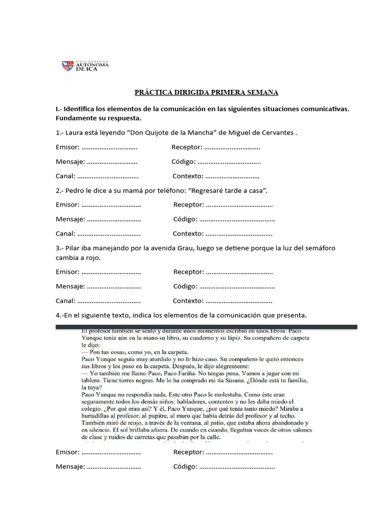 Práctica Dirigida Primera Semana | PDF Práctica Dirigida Primera Semana | PDF