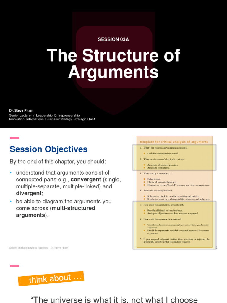 Session 03A The Structure of Argument | PDF | Argument | Critical Thinking