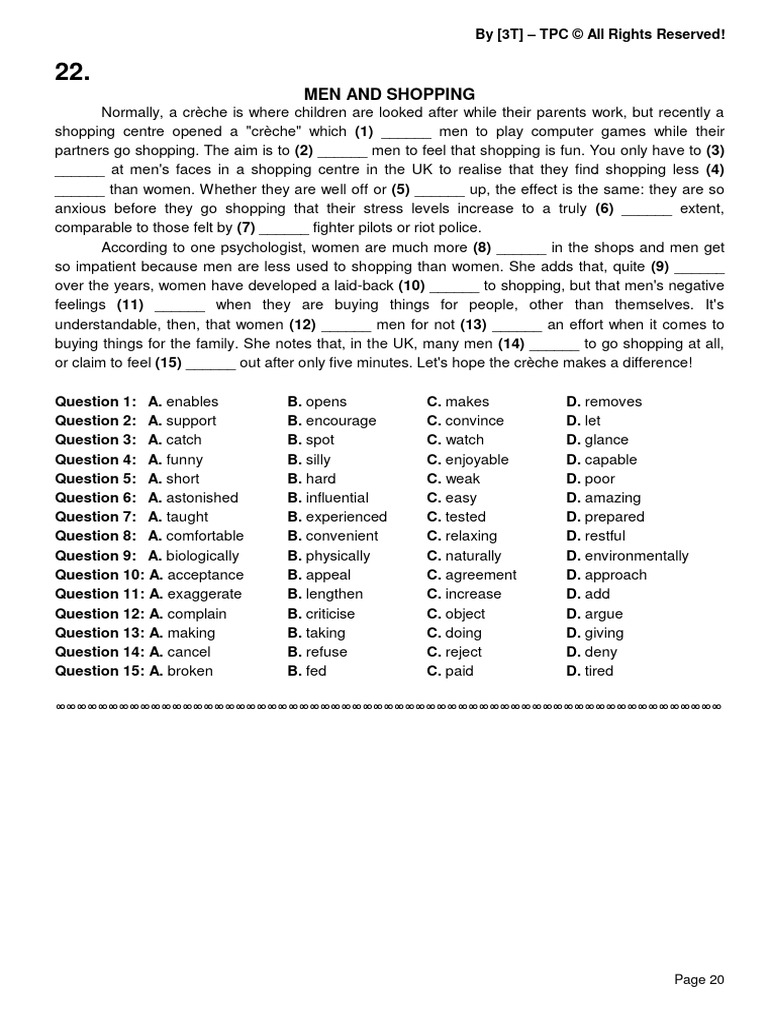 Guided-Cloze-Test-No 11 FCE - P22 | Download Free PDF | Psychology ...