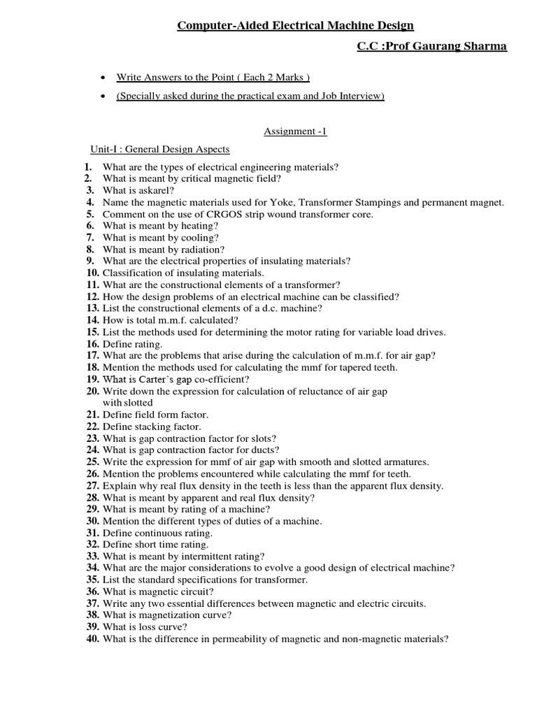 1345675907-Assignment-1 Machine Design | PDF | Transformer | Electric Motor