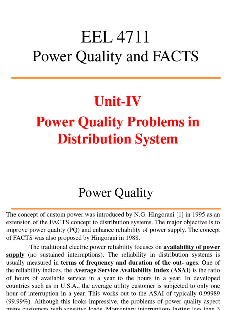 A Unit 4 Power Quality Problems In Distribution System Stu Pdf Power Electronics Power Supply