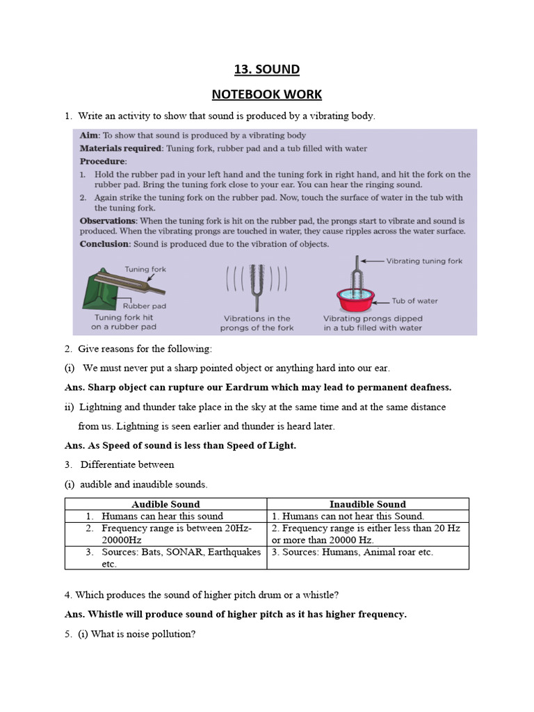 Sound Notebook Work | PDF | Sound | Frequency