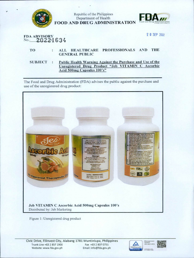 FDA Advisory No.2022 1634 | PDF