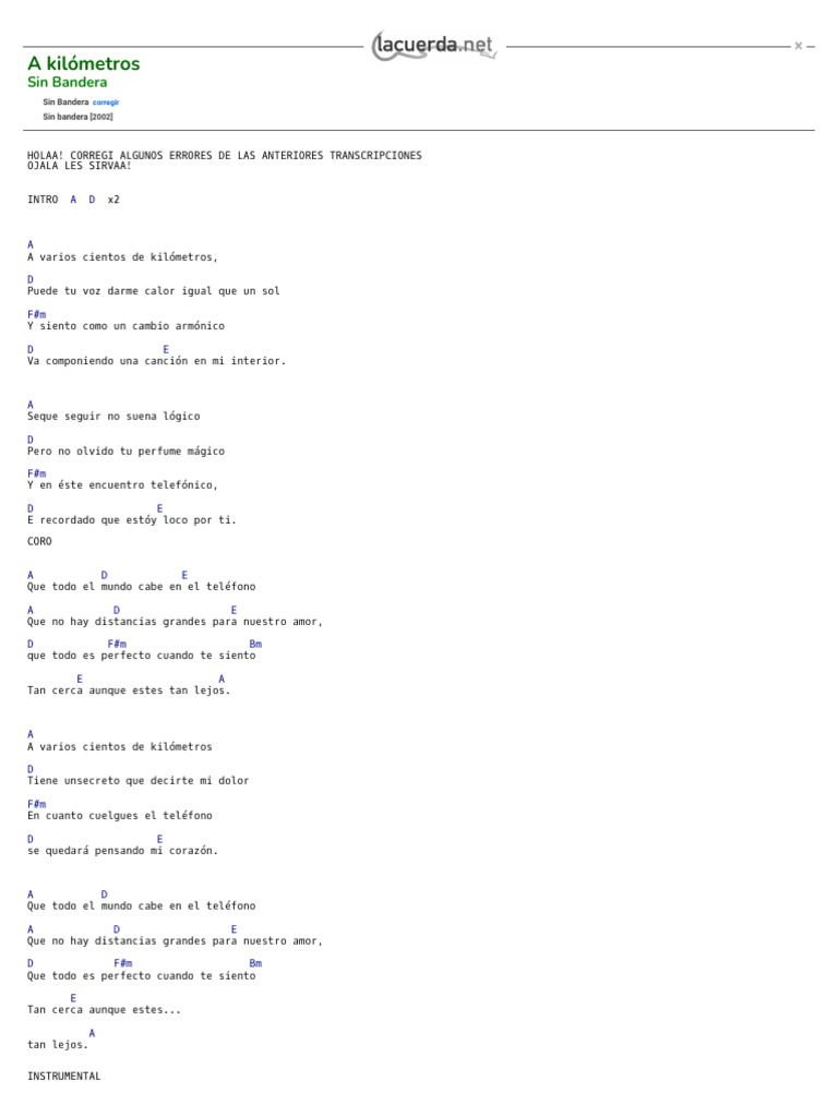 A KILOMETROS, Sin Bandera: Acordes | PDF | Poesía